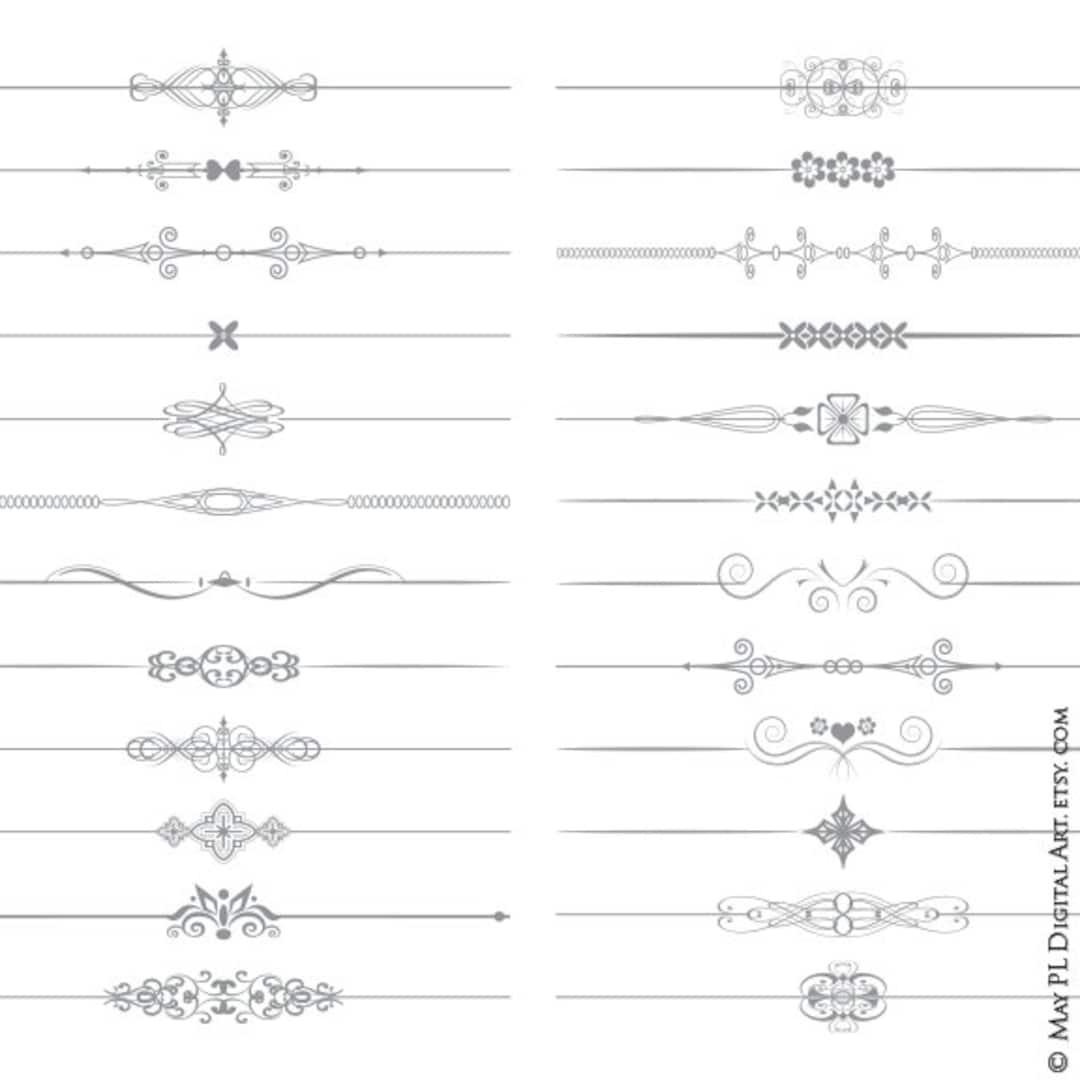 Text Dividers Clipart Divider GRAY GREY Scrapbook Digital Graphics ...