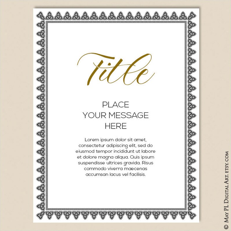Document Border Frames Celtic Symbols Gaelic Line Art Digital Clipart ...