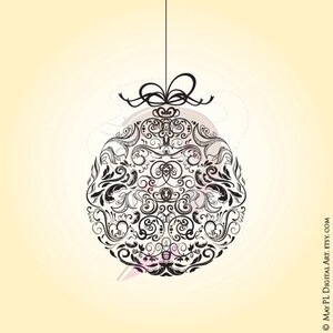 Christmas Baubles Clip Art Retro Xmas Ornaments Decorations Vintage ...