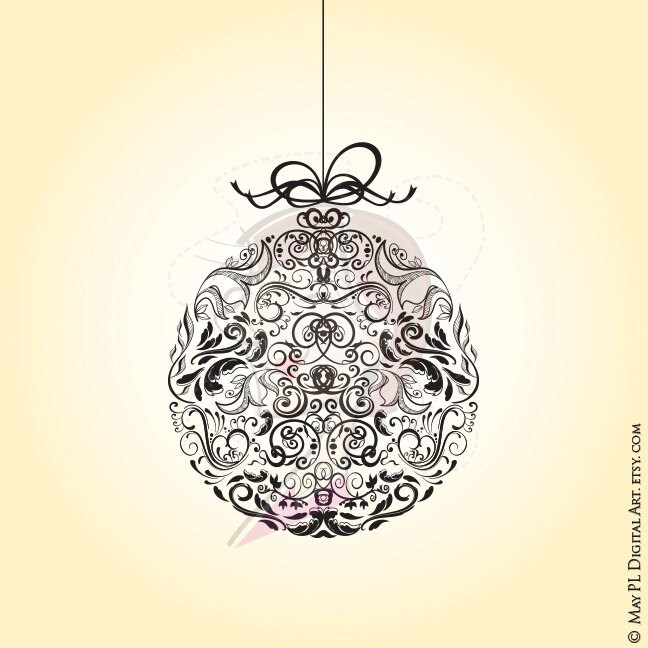 Christmas Baubles Clip Art Retro Xmas Ornaments Decorations - Etsy