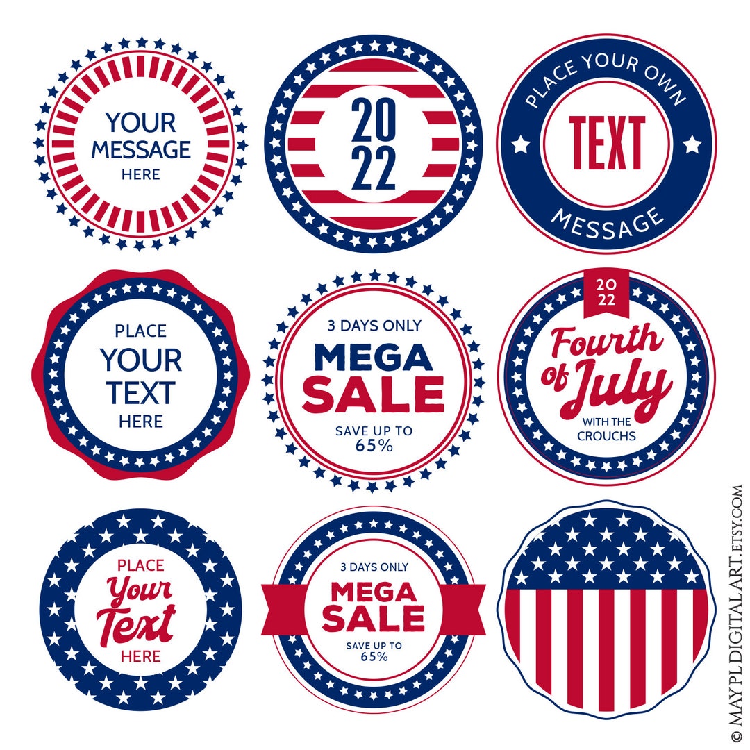 Fourth of July Clip Art Commercial Use, Monogram Badges Round Logos ...