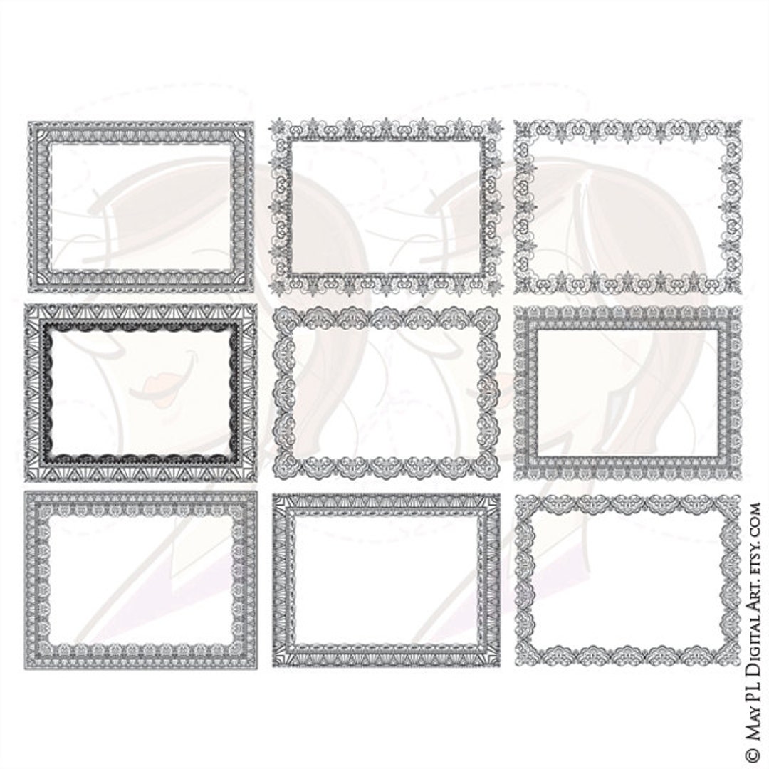 Lace Frame Clipart Rectangle Lace Border VECTOR COMMERCIAL USE Graphic ...