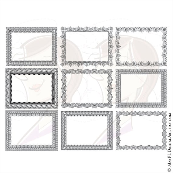 Lace Frame Clipart Rectangle Lace Border VECTOR COMMERCIAL USE | Etsy