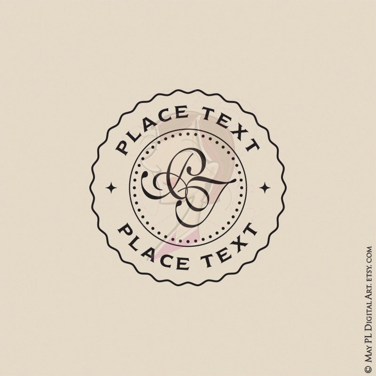 Monogram Badges Stamp Round Circle Retro Frames Commercial Use | Etsy ...