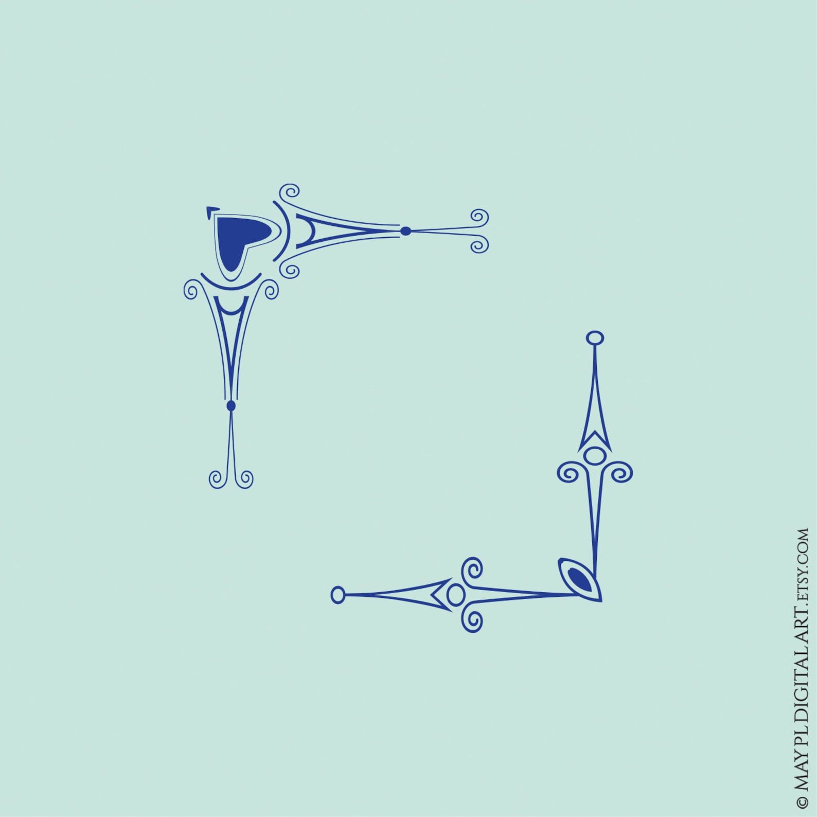 Unique Corner Borders, Blue Project Clipart - Ornate Simple Designs ...