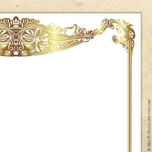 Classic Gold Page Borders Document Clipart - Ancient Botanic Digital ...