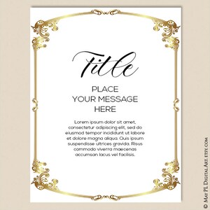 Classic Gold Page Borders Document Clipart - Ancient Botanic Digital ...