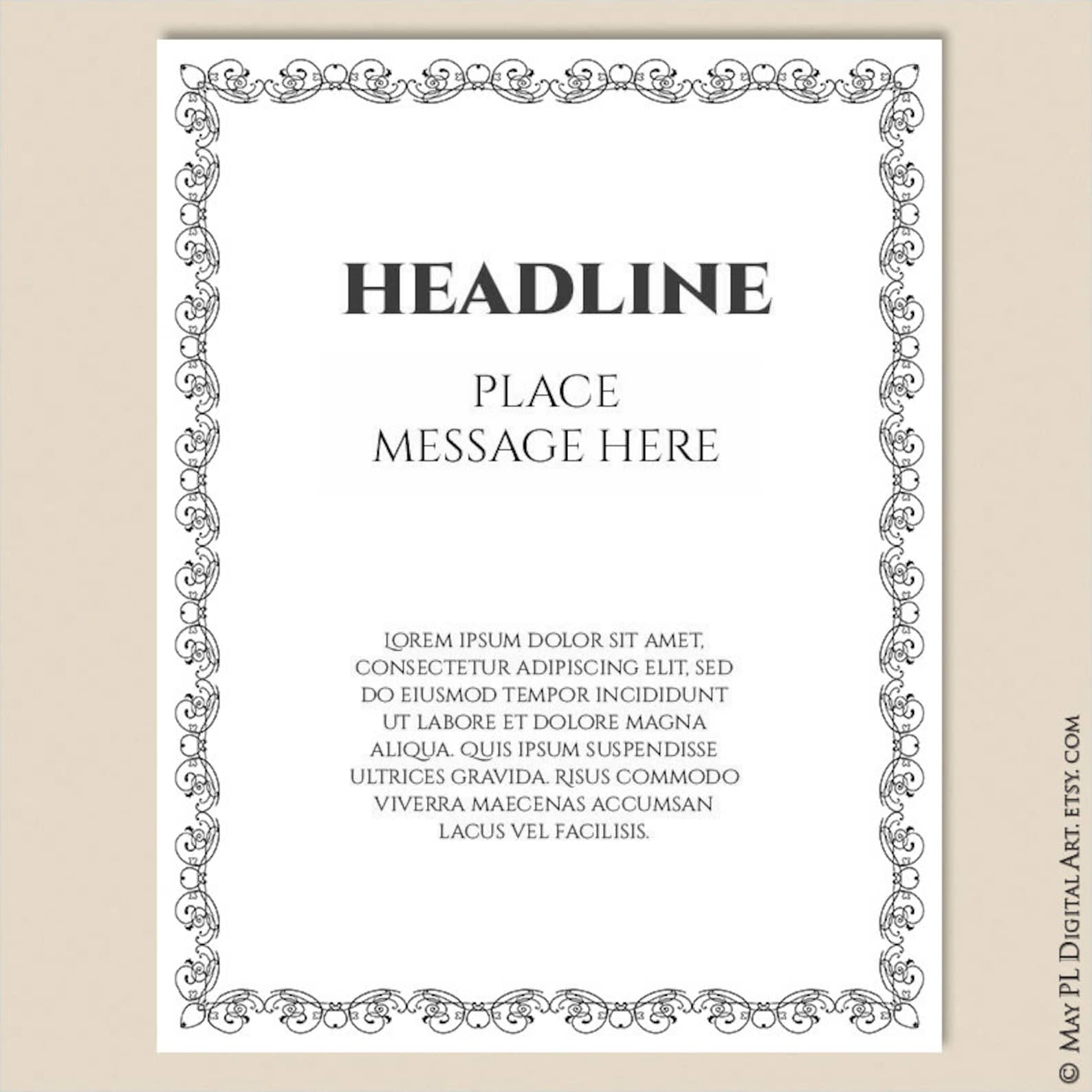 Page Borders 8x11 Vintage Diploma Certificate Award Frames - Swirls ...