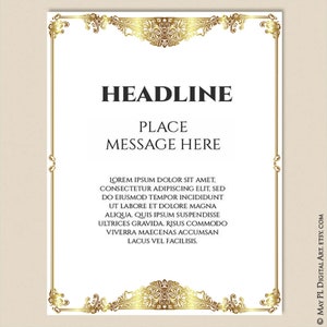 Classic Gold Page Borders Document Clipart - Ancient Botanic Digital ...