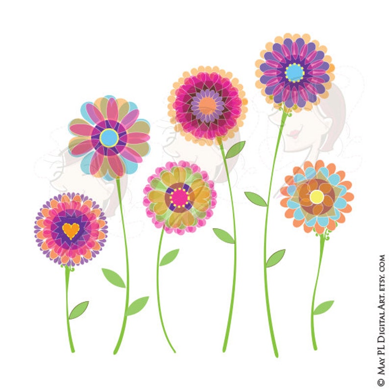 Spring Flowers Clip Art - Digital Florals Graphic to Make Birthday or ...