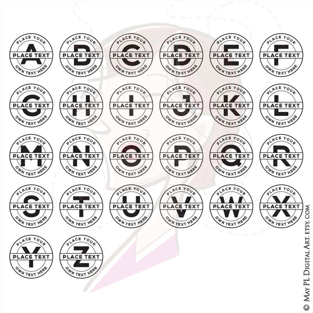 Alphabet Badge Letter Circle Frame Sans Serif Clipart Great as Business ...