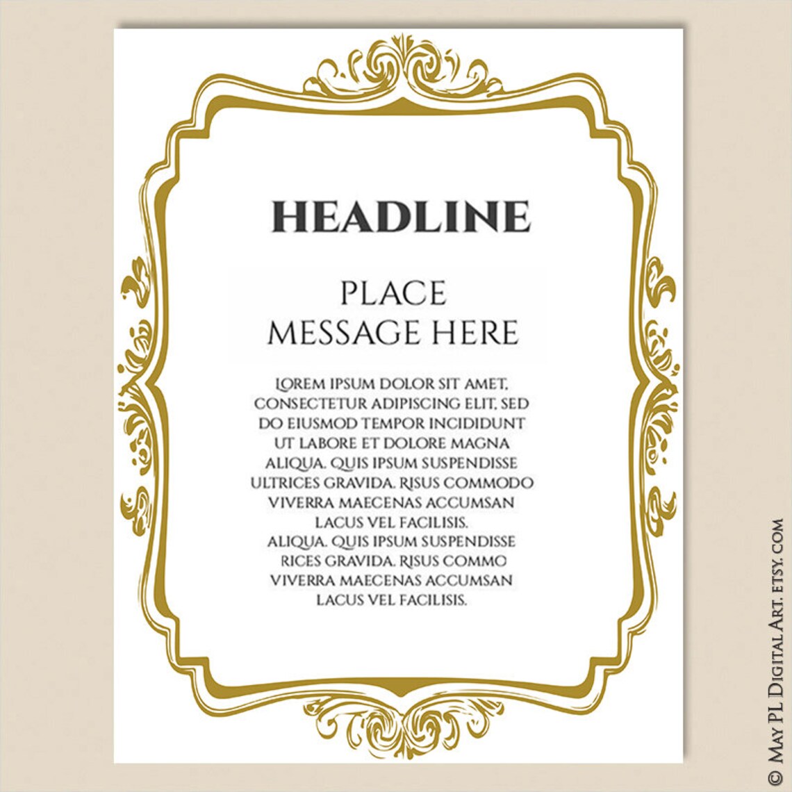 Antique Gold Document Borders Classic Clipart - Charming Flourish Edges ...