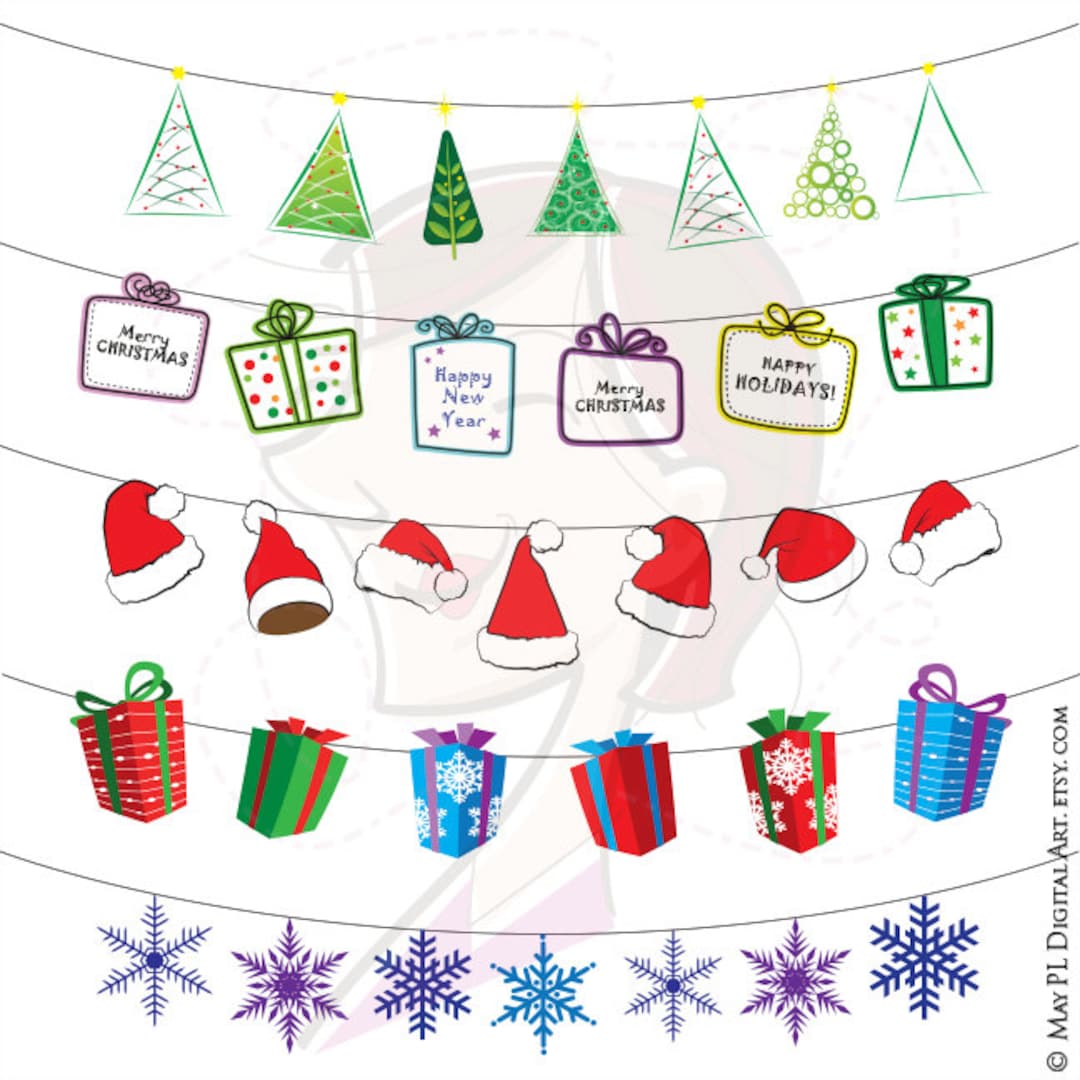 Christmas String Clipart Xmas Hanging Ornaments Clip Art VECTORS ...