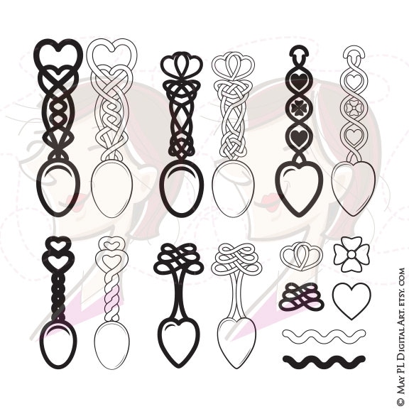 Welsh Love Spoon Love Heart Clipart Digi Stamps Digistamps - Etsy