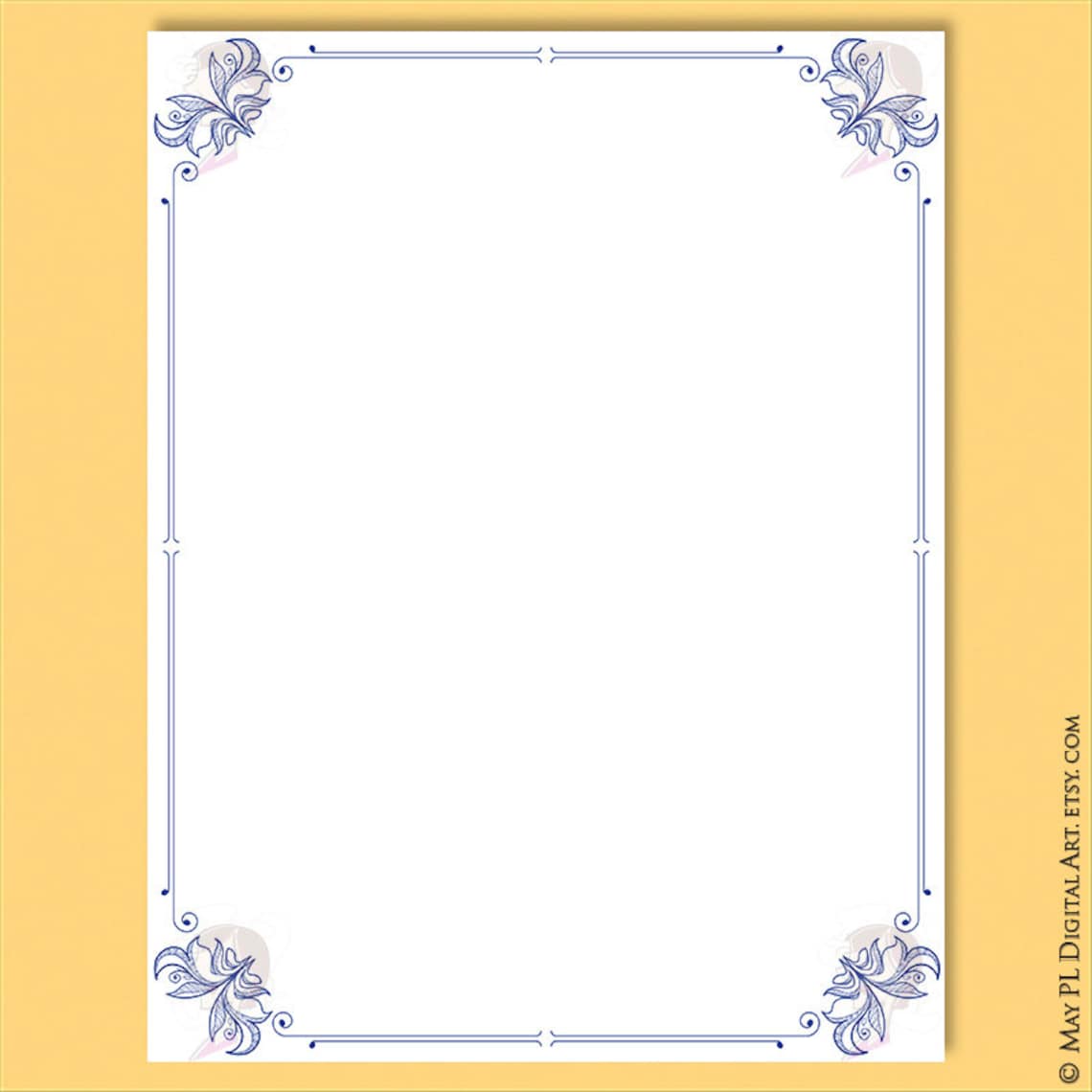 Navy Blue Borders and Frames 8x11 Decorative Border Corner - Etsy
