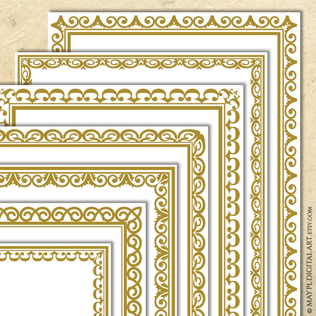 Traditional Clipart, Border Frames Gold - Document Page Decorative ...