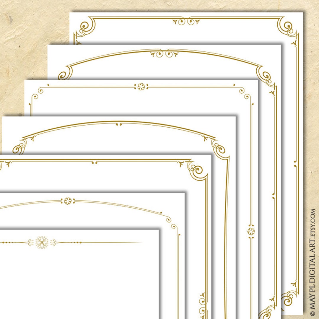 Simple 8x11 Gold Certificate Award Document, Page Border Frames ...