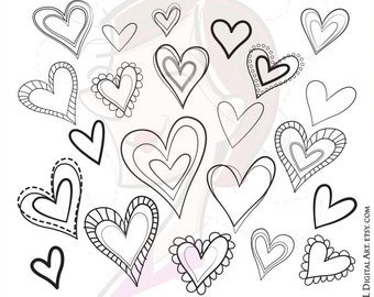 Love Doodles Digital Clipart Set - Etsy