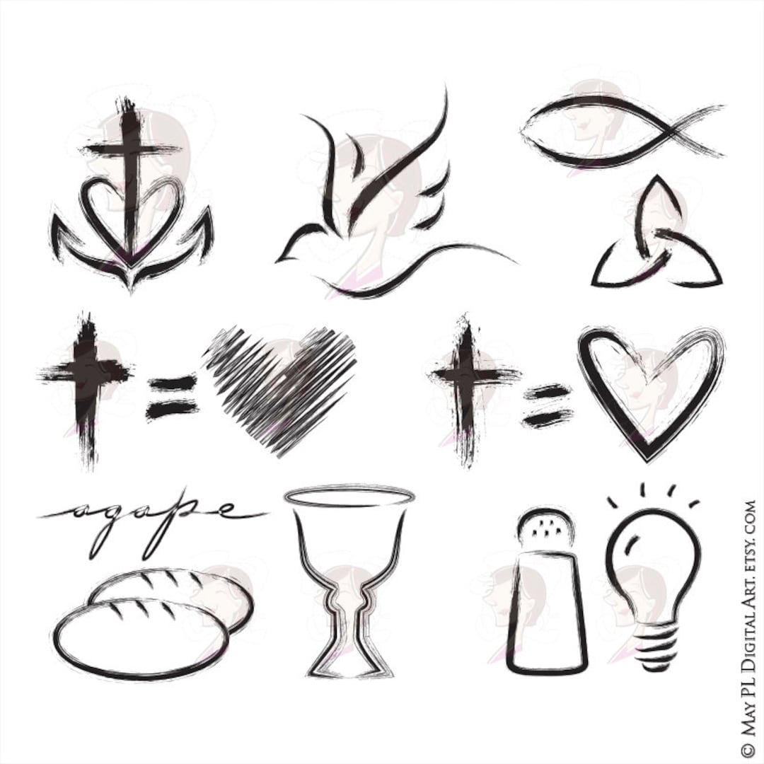 Christian Clipart Featuring Church Symbols - Cross Equals Love, Faith ...