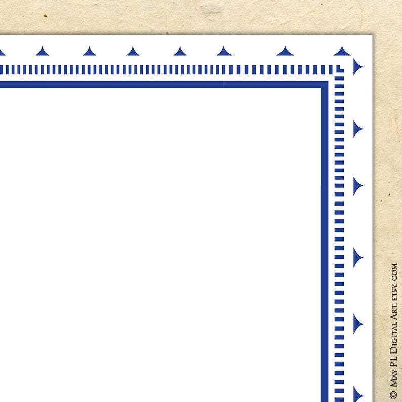 Page Decoration Simple Blue Borders - Thin Line Art Vector Digital ...