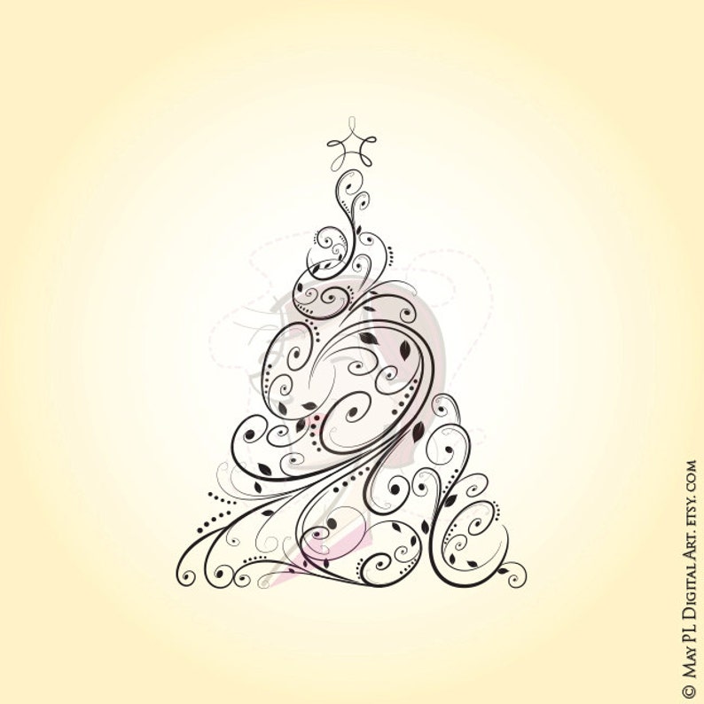 Christmas Trees Vector Clip Art Retro Xmas designs great for | Etsy