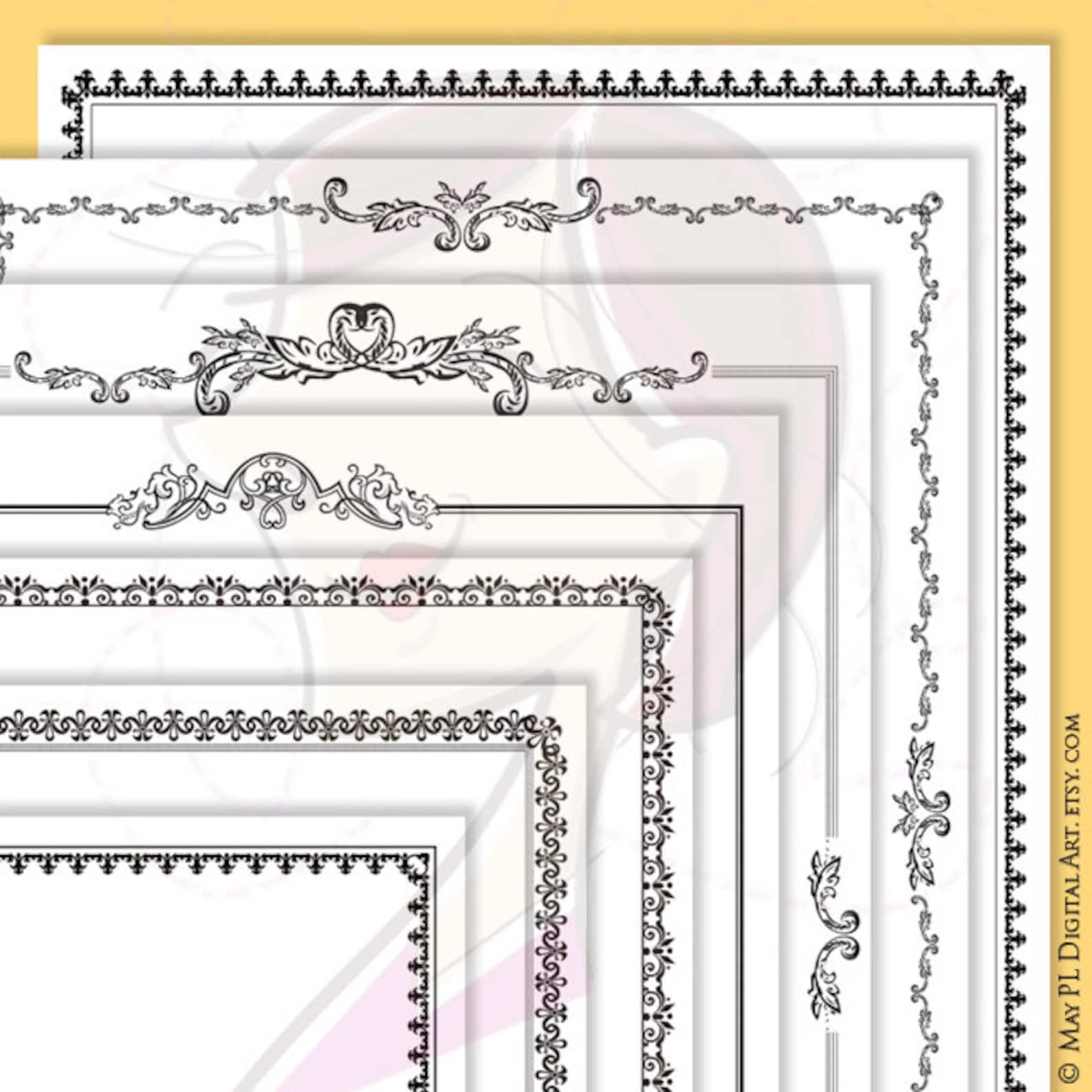 Border Png Frames Decorative Clip Art Ornate Page Frame 8x11 | Etsy