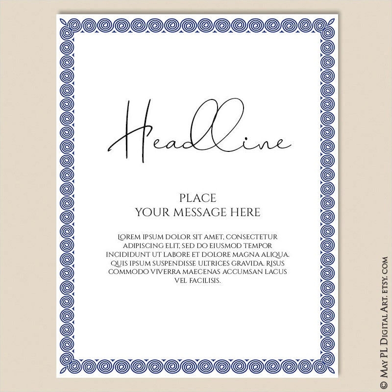 Page Decoration Simple Blue Borders - Thin Line Art Vector Digital ...