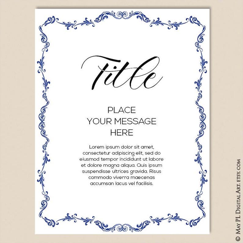 Gift Certificate Blue Wedding Borders Frames Clipart - Vintage Look 8 ...