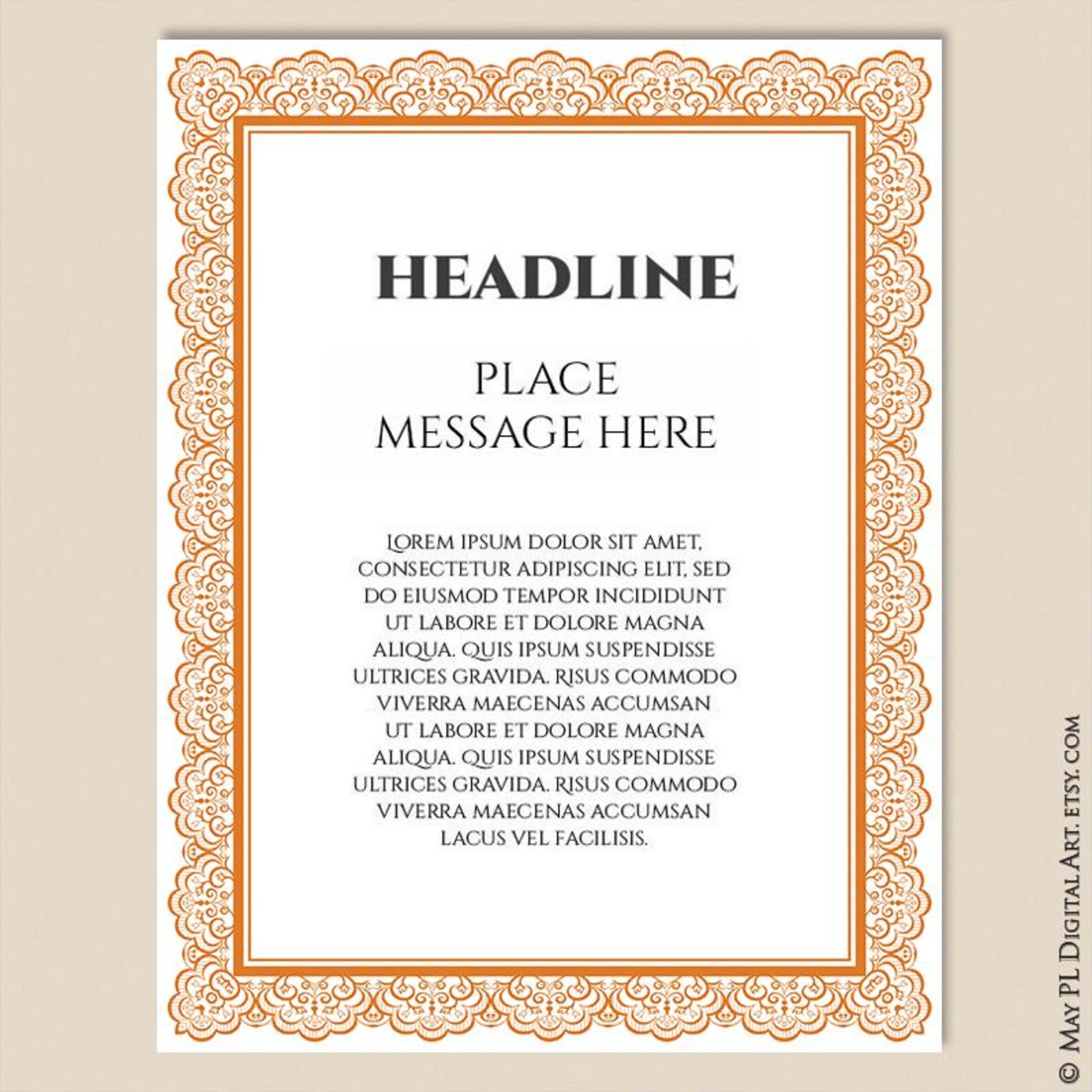 Page Border Frames 8x11 and A4 Burnt Orange Digital Design - Diplomas ...