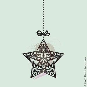 Christmas Star Ornament Clip Art Baubles Retro Decorations Xmas Decor ...