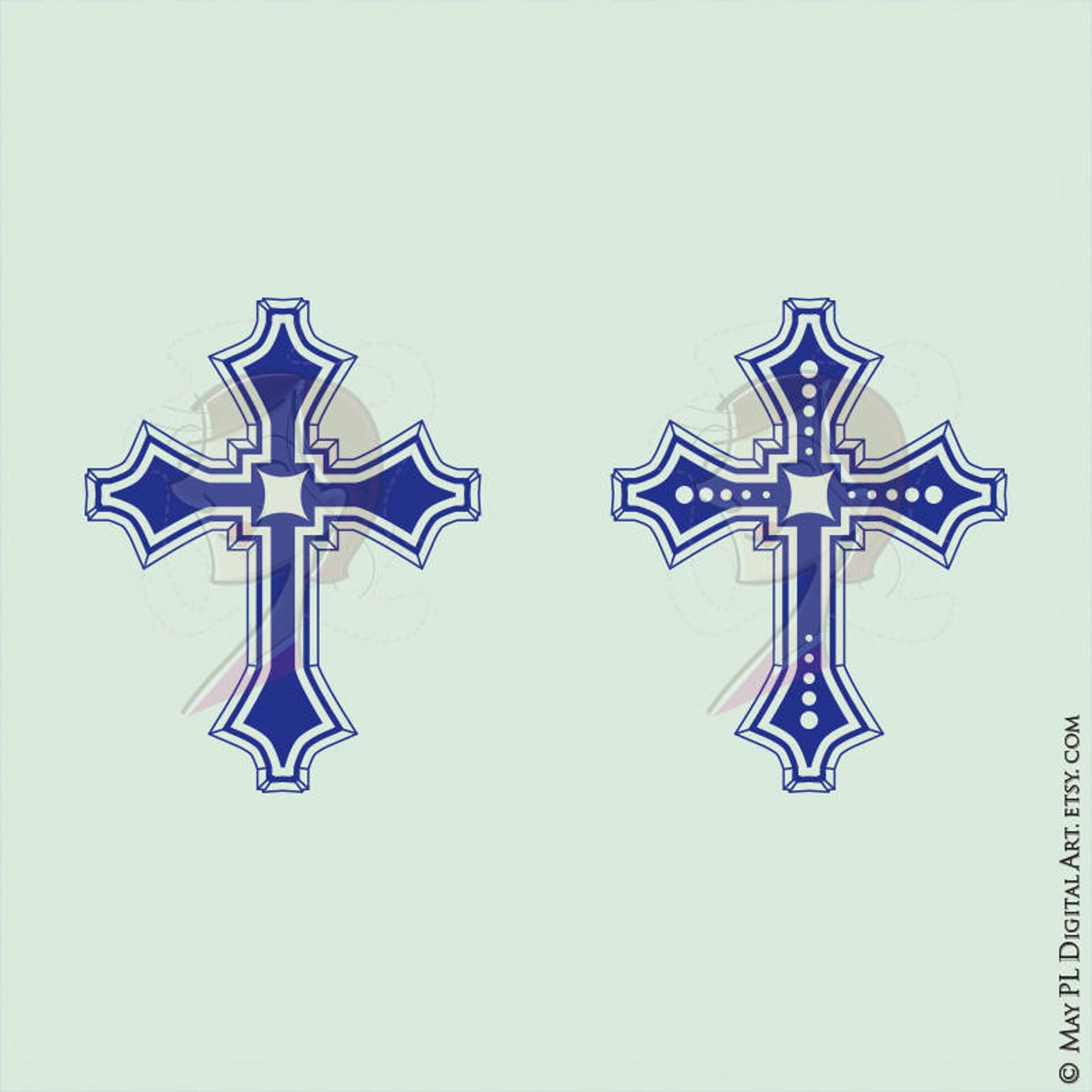 Cross Clip Art Navy Blue Decorative Crosses Christian Clipart - Etsy