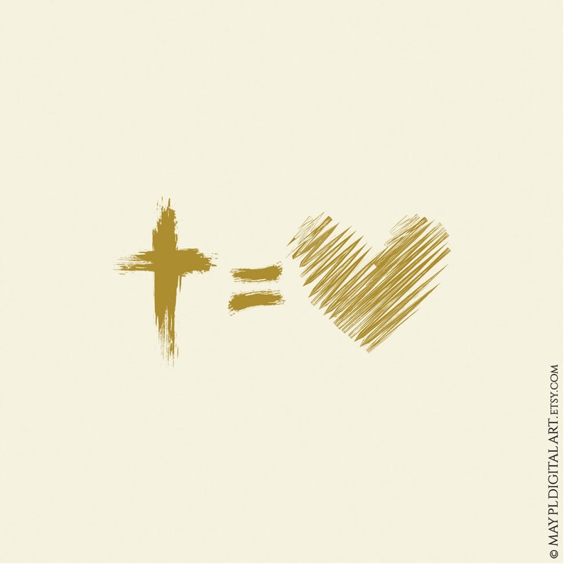 Gold Christian Symbols Clipart Easter Cross Equals Love - Etsy