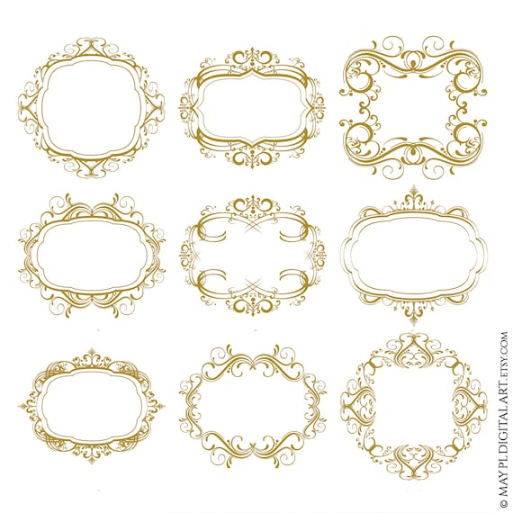 Antique Gold Digital Monogram Frames Vintage Flourish Swirl - Etsy