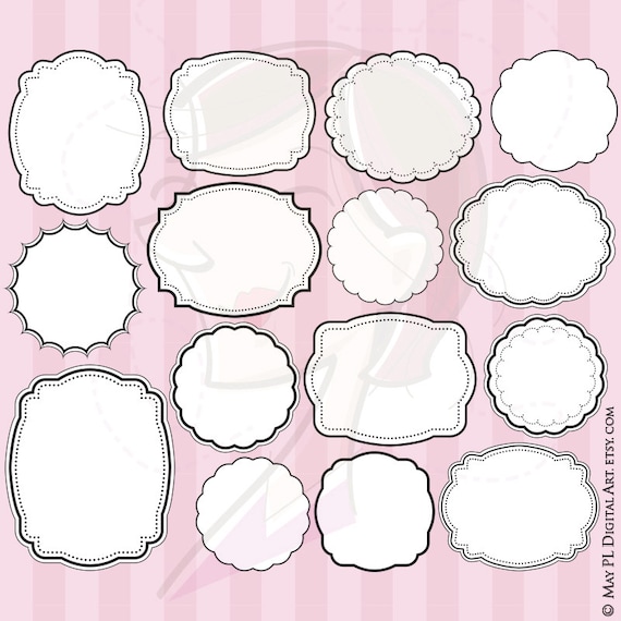 Digital Frames Clip Art Simple Shapes for Making Labels | Etsy