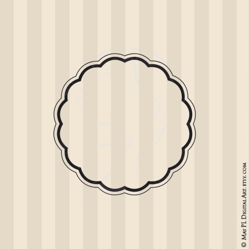 Scallop Frame Clipart Circle Borders Digital Design Commercial Use ...
