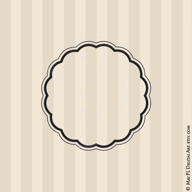 Scallop Frame Clipart Circle Borders Digital Design Commercial | Etsy