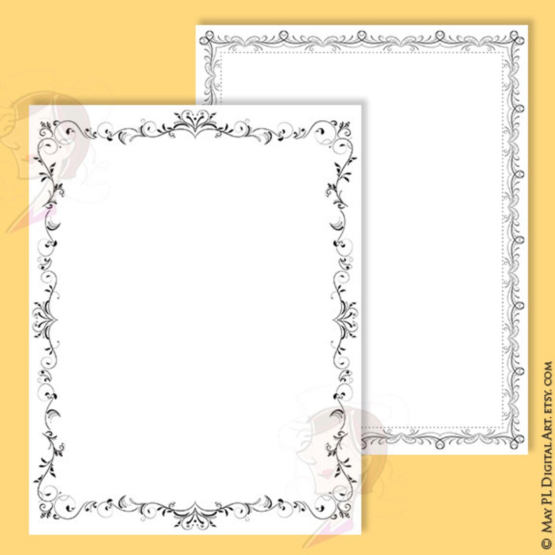 Borders Frames Clip Art 8x11 Decorative Design Create Your | Etsy Canada