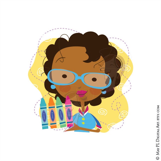 African American Woman Teacher, Classroom Clip Art - Cute Black Lady ...