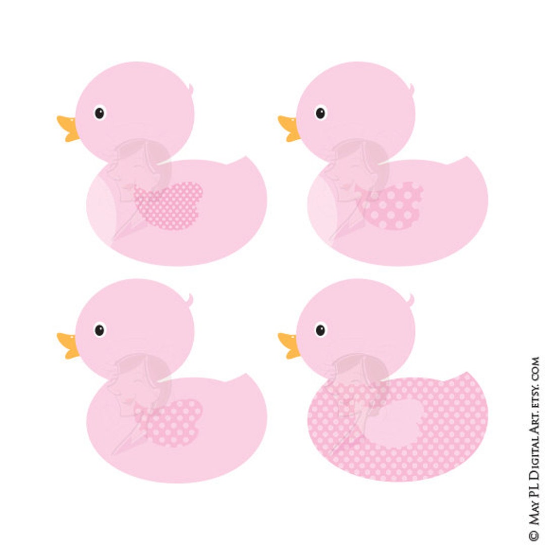 Pink Duck VECTOR Clip Art Baby Girl Shower Diy Invitation Digital ...