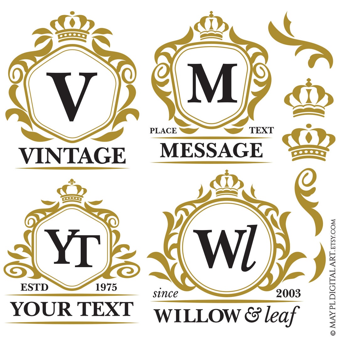 Gold Vintage Emblem Frames Clipart, Logo Design Business Graphics ...