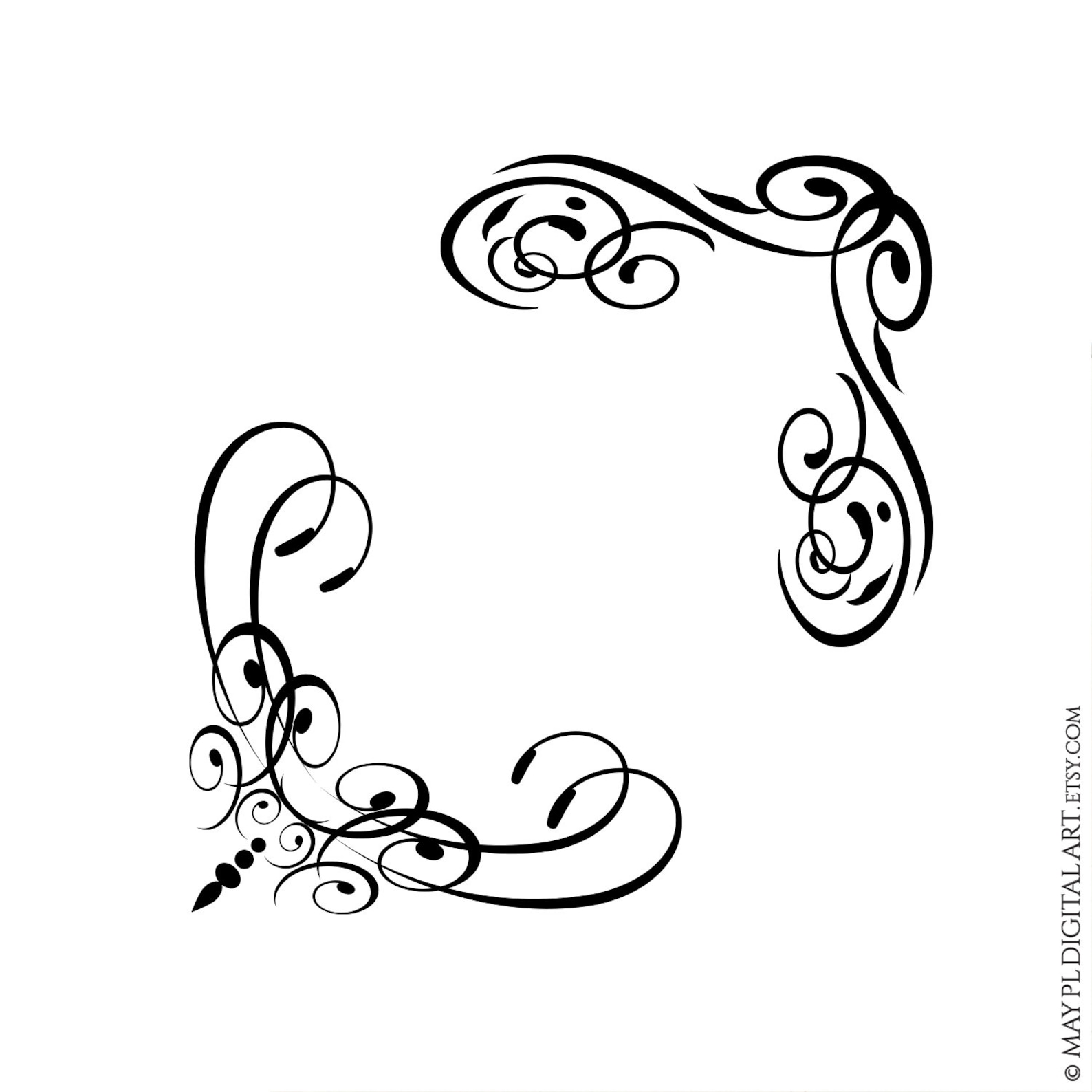 Decorative Border Corners Clip Art Set Flourish Calligraphy - Etsy