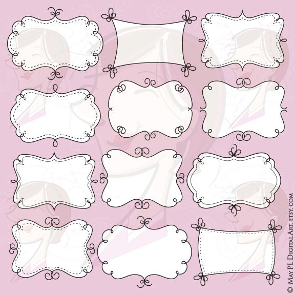 Hand Drawn Frames Doodles Clipart Cute Borders Clip Art | Etsy