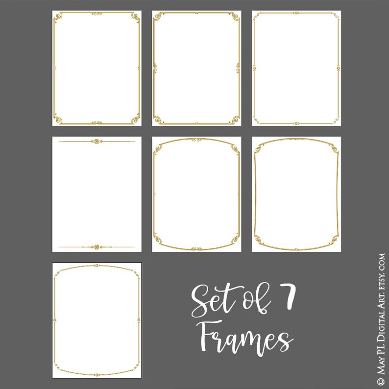 Simple 8x11 Gold Certificate Award Document, Page Border Frames ...