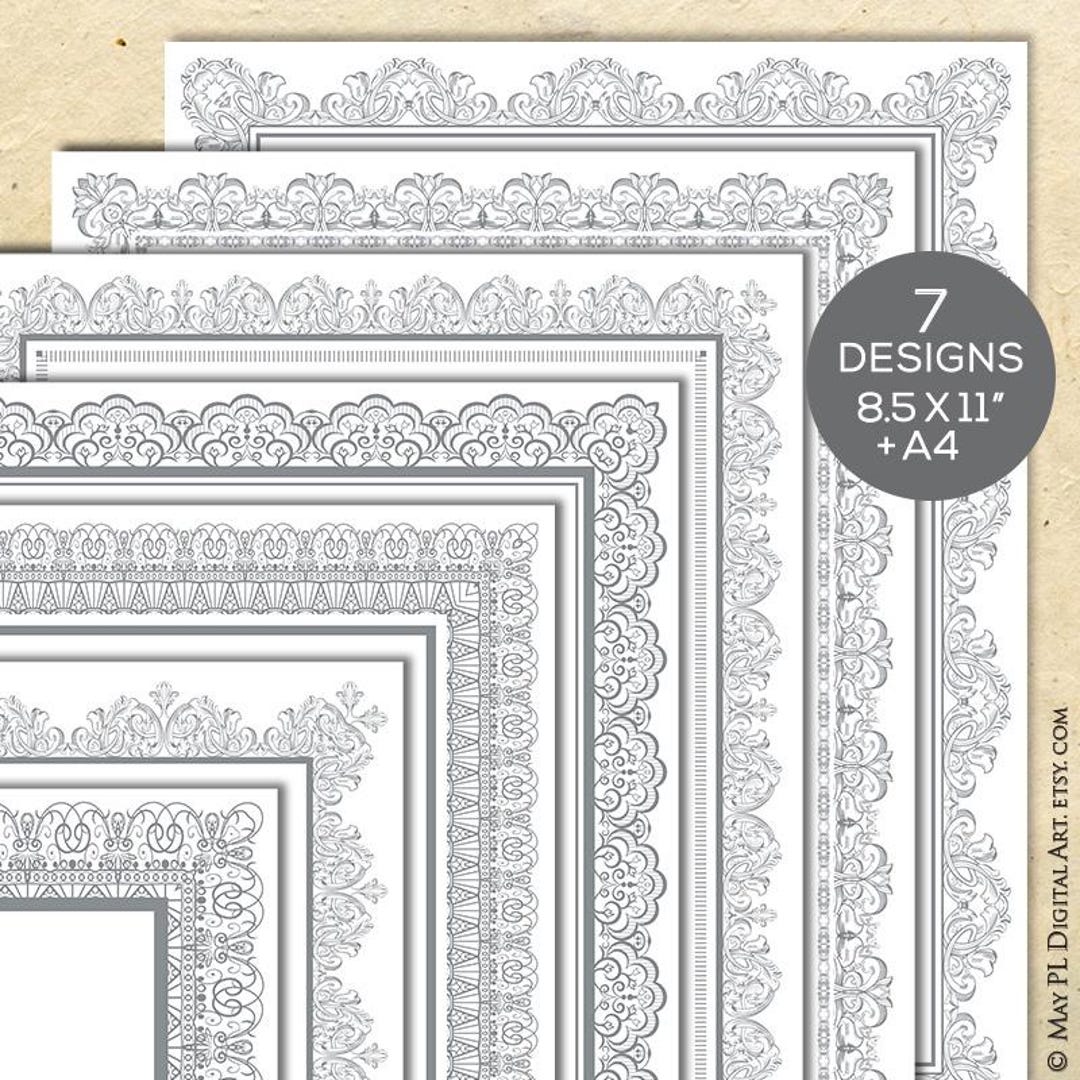Silver Certificate Page Borders, Vintage Award Borders Antique Silver ...