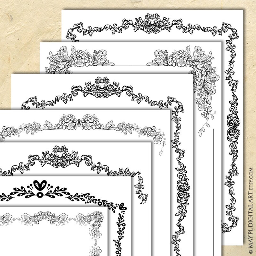 Heritage Designs Black Foliage Frame Borders Clipart - DIY Antique ...