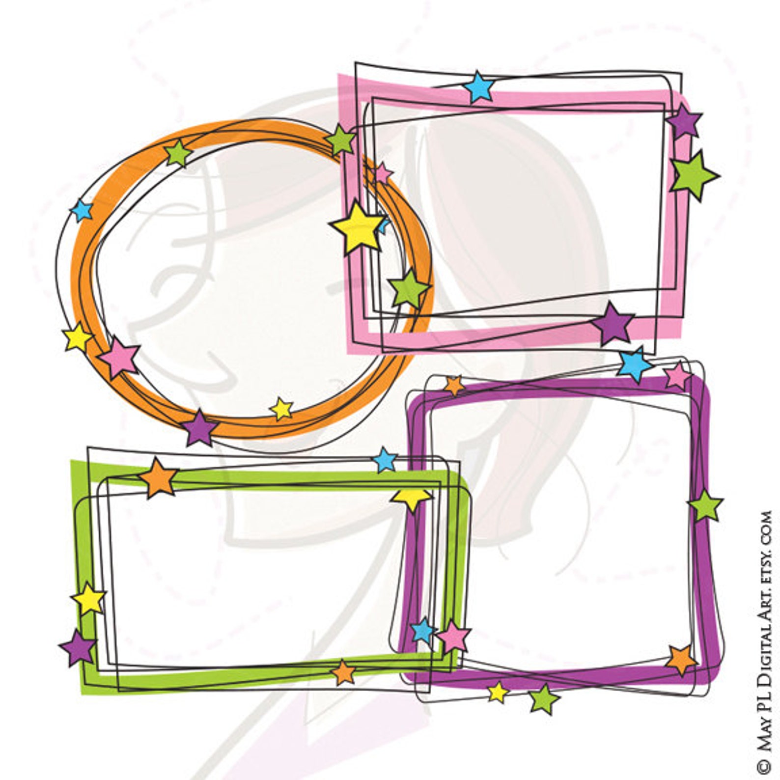 Whimsical Frame Clipart Digital Doodle Frames Hand Drawn - Etsy