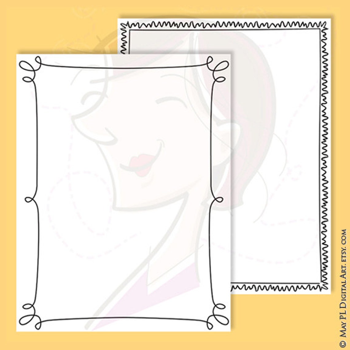 Teachers Clipart Page Borders 8 X 11 Whimsical Digital - Etsy