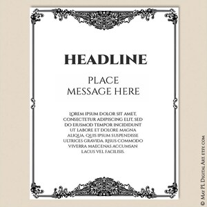 Classic Page Border Document Botanic Digital Frame - Ancient Black Clipart 11083 - Etsy