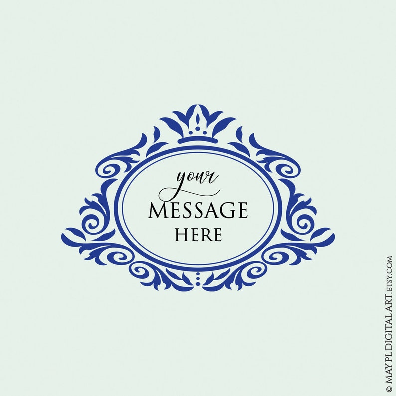 Logo Monogram Circle Oval Digital Frame Royal Blue Retro - Etsy