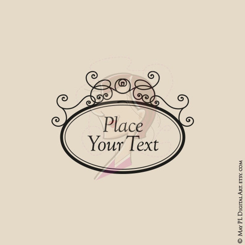 Oval Monogram Frames Digital Swirls Clip Art Download DIY | Etsy